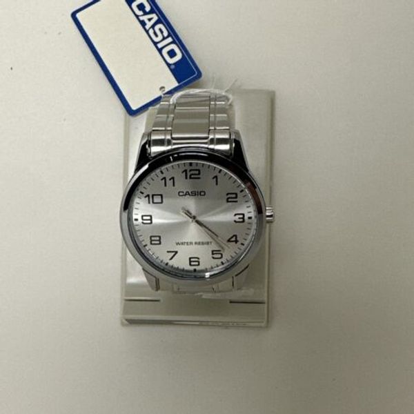 CASIO MEN'S SILVER DIAL EASY READER WATCH - STAINLESS STEEL MTP-V001D ...