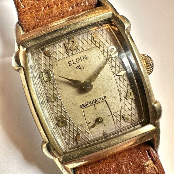 ELGIN Shockmaster Gold Filled Mens Watch Mechanical RUNNING Circa 1950s ...