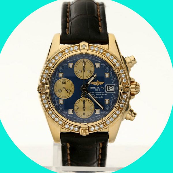 Breitling 18K yellow gold Chrono Cockpit K13357 factory diamond bezel ...