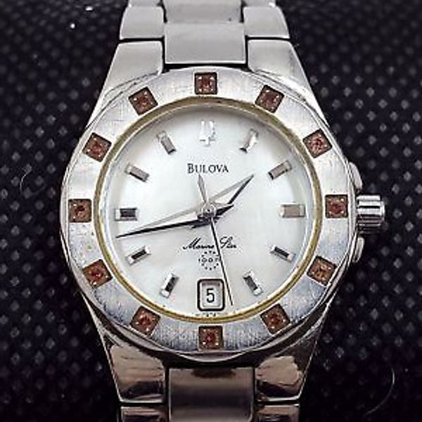 Bulova Marine Star C876749 Women's Wristwatch W/ Sapphire Accents ...