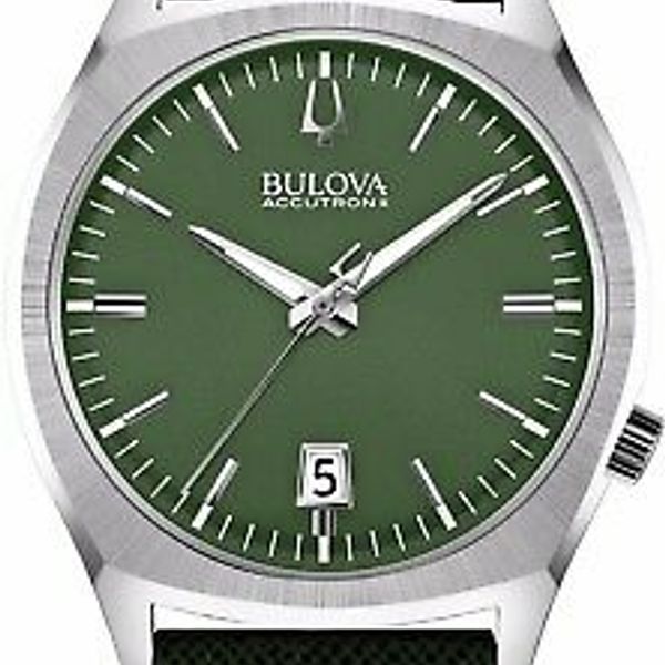 Bulova Accutron II Men's 96B211 UHF Quartz Green Leather Strap 41mm ...
