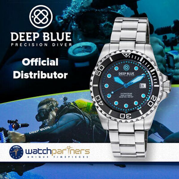 Deep Blue Dive Master 500 Automatic Diving Watch Swiss Mvt Blk Bezel ...