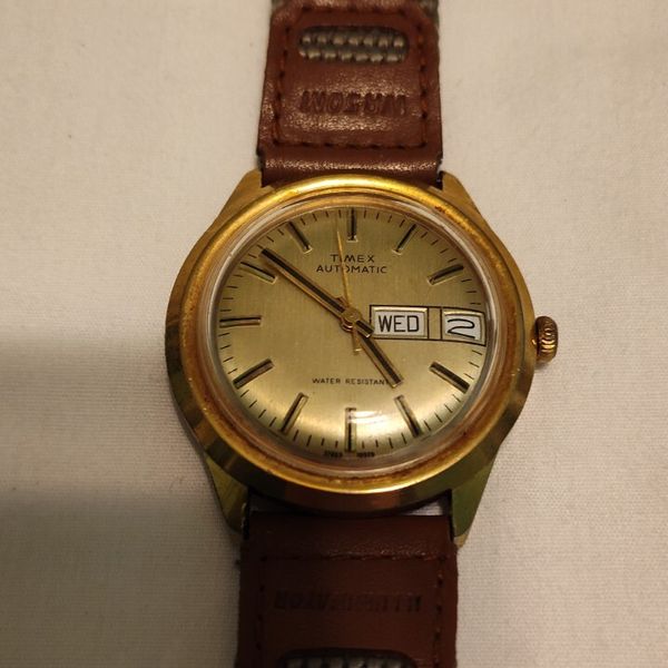 Vintage Timex Date Men's Manual Wind Goldtone Watch Automatic ...