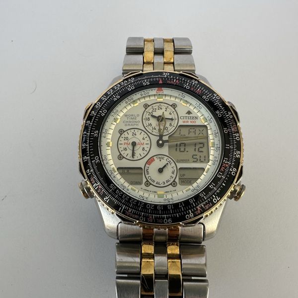 Citizen Navihawk C300 World Time Chronograph WR100 Two-Tone Pilot Watch ...