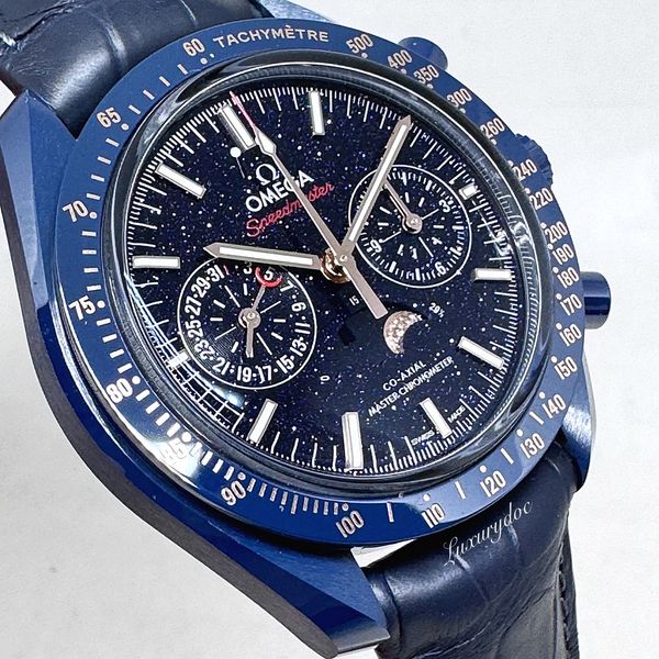 FS.BNIB OMEGA SPEEDMASTER MOONPHASE AUTOMATIC BLUE SIDE OF THE MOON ...