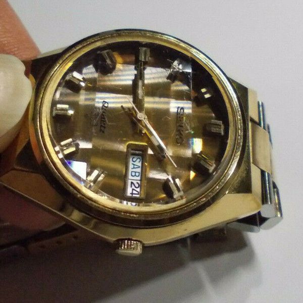 Seiko 3003 men's quartz gold color watch 3863-7060 7059 works great ...
