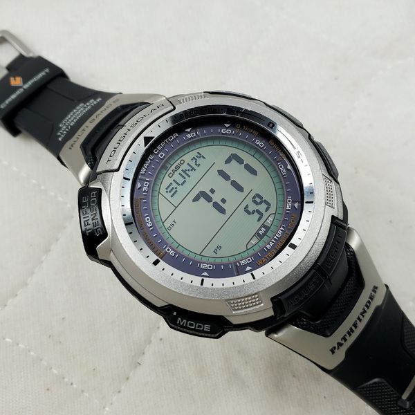VINTAGE CASIO PATHFINDER PAW-1300 SPORT TRIPLE SENSOR TOUGH SOLAR MEN'S ...