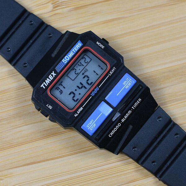 Vintage TIMEX 50 Meters Marathon Chronograph Alarm Timer Men's DIGITAL ...
