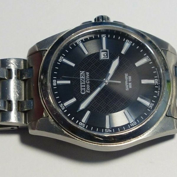Mens Citizen Eco Drive Date E111 S070856 wrist watch WR100 Sapphire ...