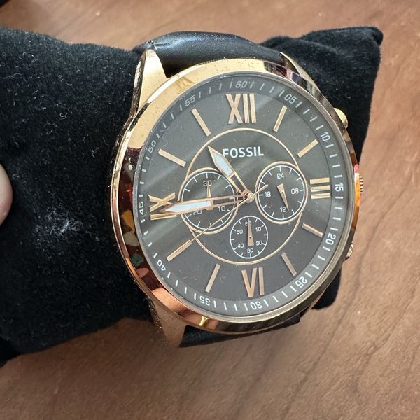 Fossil Flynn Chronograph 48mm Gold Stainless Steel Brown Leather Buckle Watch | WatchCharts ...