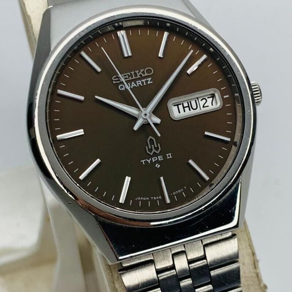 Vintage Seiko Type 2 Rare Brown Dial 7546-8070 Men's Quartz Watch ...