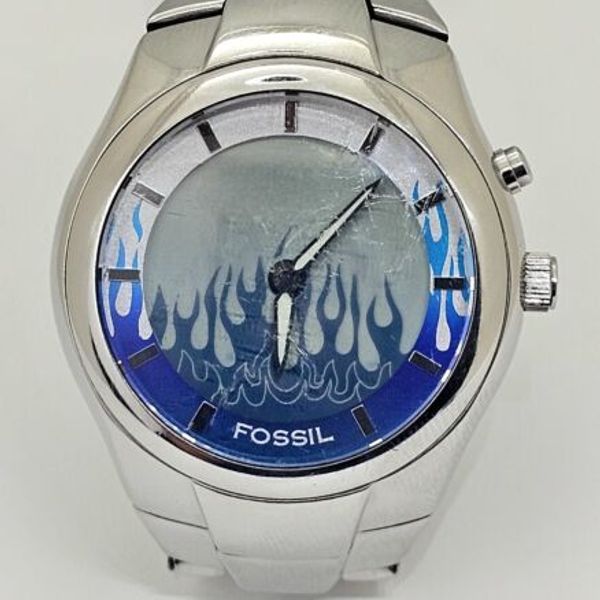 Fossil Big Tic JR-8222 Blue Flame Animated Dial 39mm Men's Watch ~New Batteries | WatchCharts ...