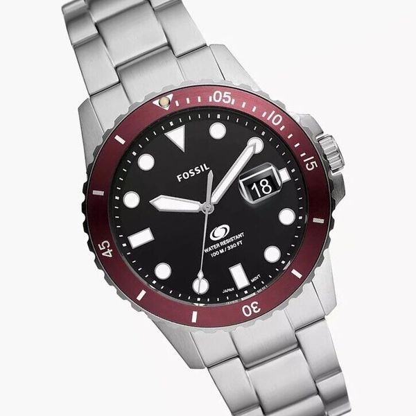 Fossil FS6013 Men's "Blue" Black-Dial Stainless-Steel Bracelet Watch ...