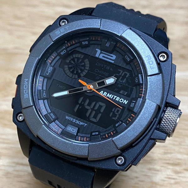 Armitron Watch 20/5372 Men 100m Black Analog Digital Quartz Chrono New ...