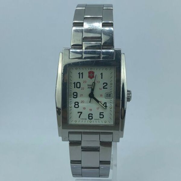SWISS ARMY VICTORINOX RECTANGULAR VINTAGE 90s WATCH STAINLESS STEEL ...