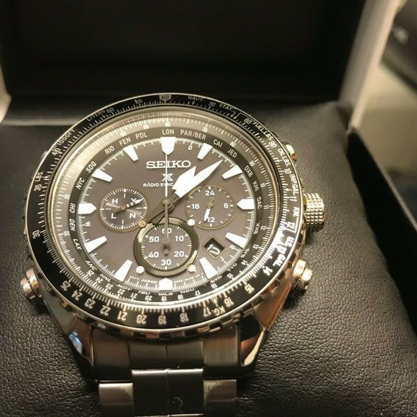 Seiko Prospex SSG001 Radio Sync Solar Chronograph Pilot Aviation ...