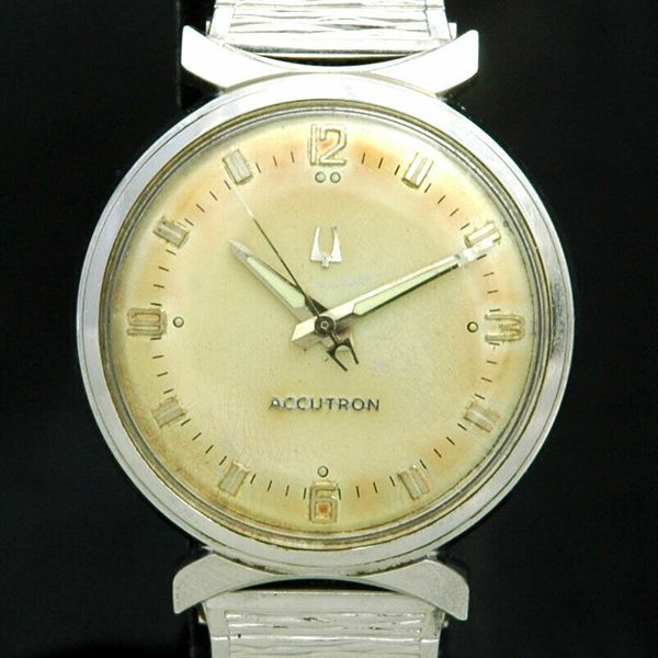 BULOVA ACCUTRON WATCH 214 Back Set Fancy Bow Tie Lug Case VTG 1960s M7 ...