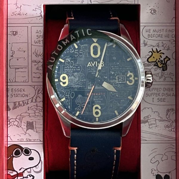 *NEW* AVI-8 X Peanuts Spitfire Snoopy Flying Ace Beagle Blue AUTO Ltd ...
