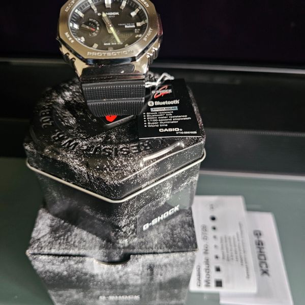 Casio G Shock GBM-2100-1AER Metal Covered Black Dial Casio Oak Style ...