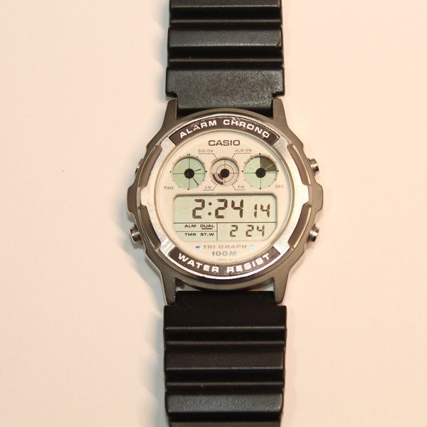 RELOJ VINTAGE ORIGINAL "CASIO TGW-100" MODULO 827 TRI GRAPH JAPAN 1988 ...