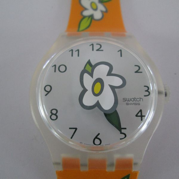 RARE LADIES SWATCH WATCH DAISY DAZE SUDK110 EXTRA LARGE 42mm CASE ...