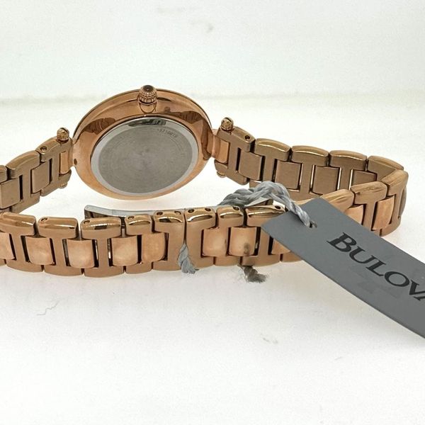 Bulova Women's Analog Round Rose Gold Tone Mother of Pearl Dress Watch ...