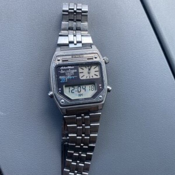 VINTAGE SEIKO H239-5040 SILVER WAVE DUAL TIME CHRONO MEN WATCH JAPAN ...