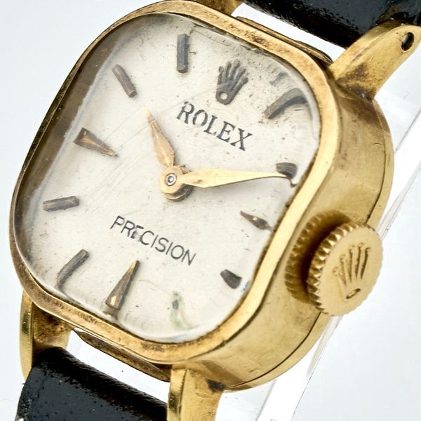 Rolex Precision â 1953â Rare 18K Gold Vintage Ladies Watch, Dial Patina ...