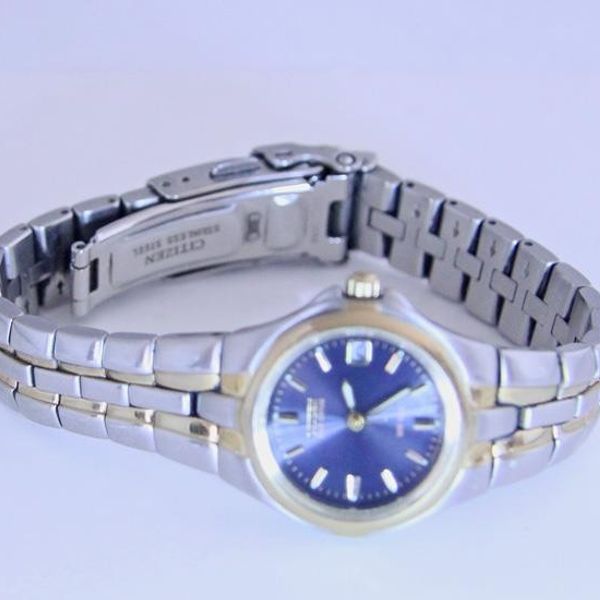 Ladies CITIZEN WR 100 Two Tone Navy Blue Dial Eco-Drive Wrist Watch ...