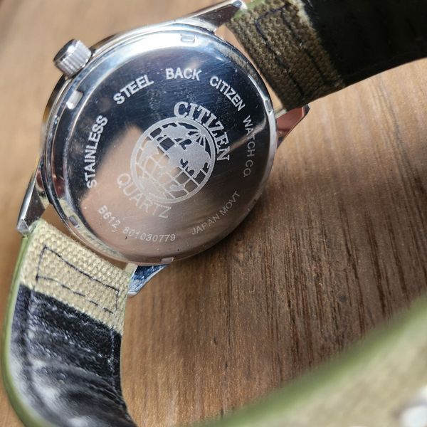 CITIZEN ECO-DRIVE MILITARY FIELD OFFICER STYLE WATCH - GREEN DIAL ...