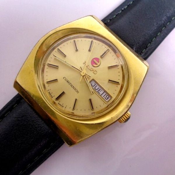 Rado Companion Mens Watch Day & Date Automatic Gold Dial Leather ...