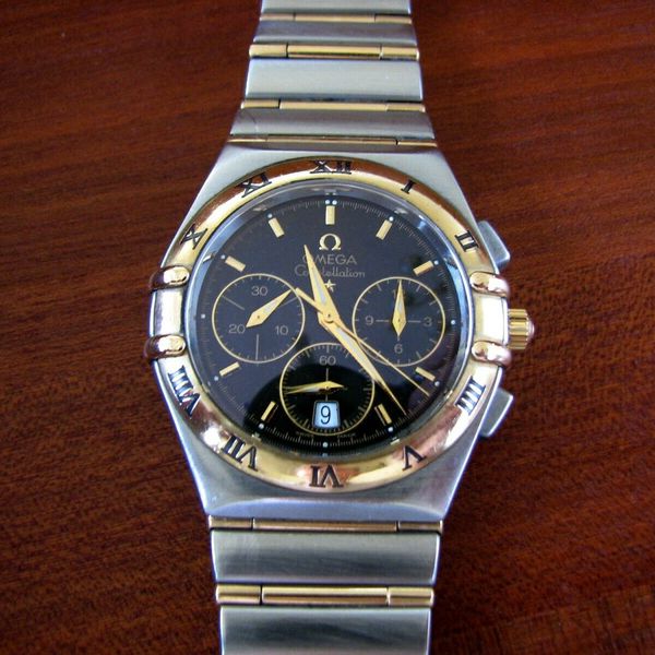 OMEGA CONSTELLATION CHRONOGRAPH – 1242.50 – 18K/SS CASE & FULL GOLD BAR ...