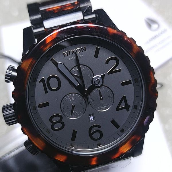 BRAND New NIXON Watch Matt Black Dark Tortoise 51-30 CHRONO A083-1061 ...