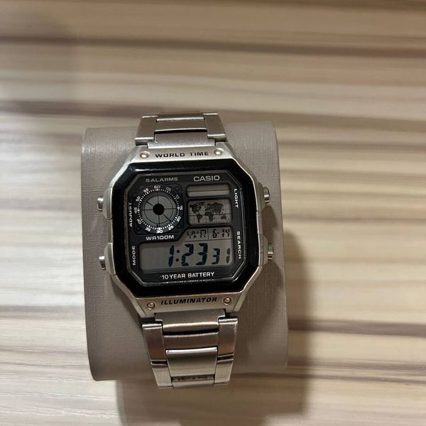 Casio AE-1200WHD-1A World Time Digital Watch | Illuminator | Stainless ...