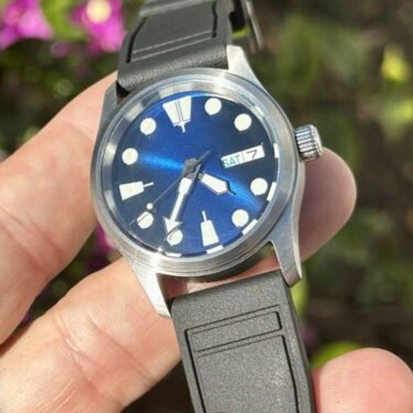 Seiko NH36 Day/Date Movement Automatic Watch Sterile Dial Unbranded ...