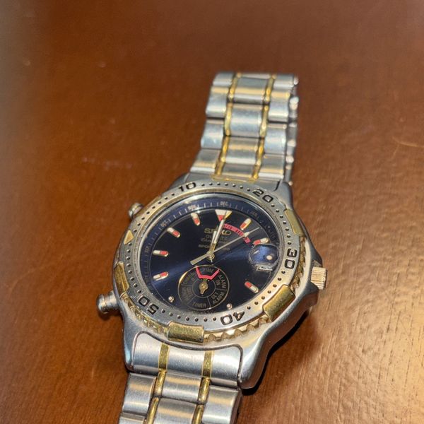 Men's Vintage 1991 Seiko 6M25-6039 Dancing Hands Silver Gold Two Tone ...