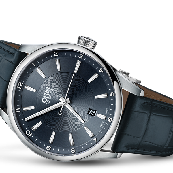 ORIS ARTIX DATE Blue Dial Blue Leather Stainless Steel Men's Watch 733 ...