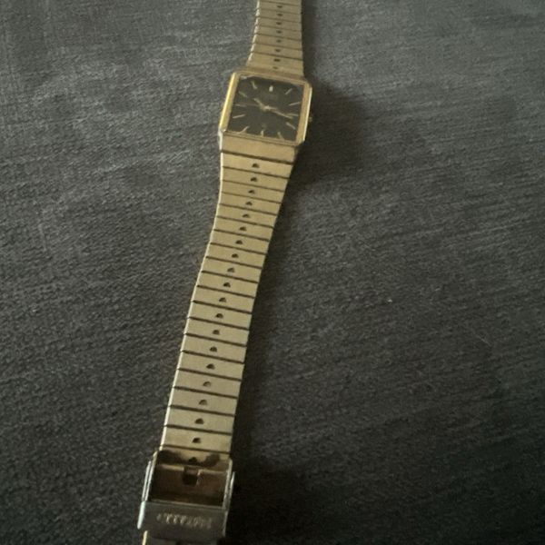 Citizen Tank Watch Men 25mm Black Dial Gold Tone Rectangle needs New ...