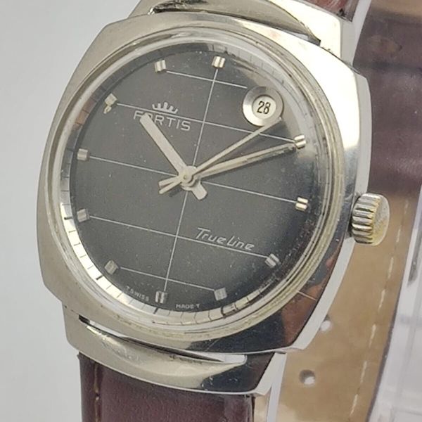 Fortis Automatic True line REF:6087 Black Dial Vintage Men's Wristwatch ...
