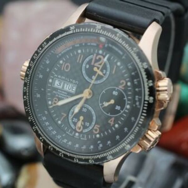 Men's HAMILTON Khaki X-Wind Automatic Chronograph Rose Gold Pilot Watch ...