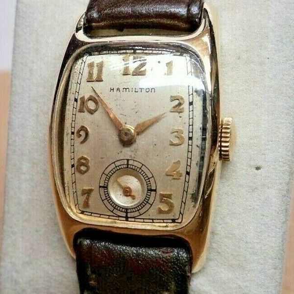 SERVICED~1940s Hamilton Boulton 19J 982 USA Curved 14KGF Curved Art ...