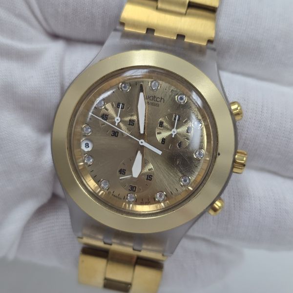Swatch Irony Diaphane AG 2005 Chrono Gold/Clear Tone Swiss Quartz Watch ...