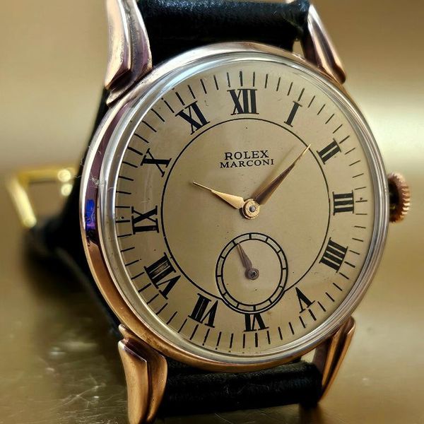 VINTAGE & FINE ROLEX MARCONI HAND WINDING GOLDEN CASE 1940s WRISTWATCH ...