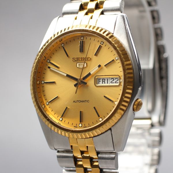 [Exc+5] SEIKO 5 7S26-3110 Day Date Gold Dial Automatic Men's Watch From JAPAN | WatchCharts ...
