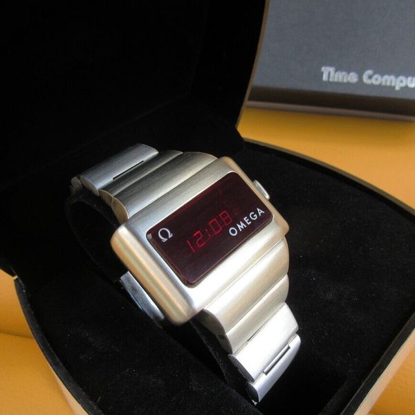 Men's WGF 1974 OMEGA TC-1 digital Time computer QUARTZ LED retro watch ...