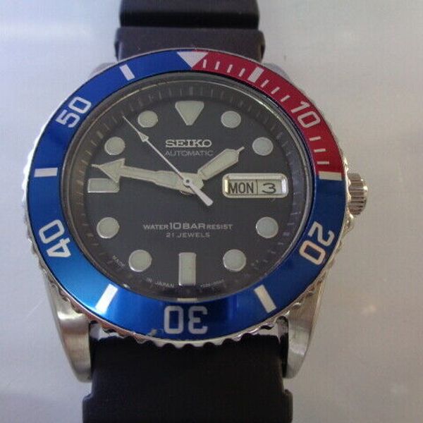 Seiko Diver Mens Watch Day & Date Auto 7S26-0040 SKX033J Blue Dial Sn ...