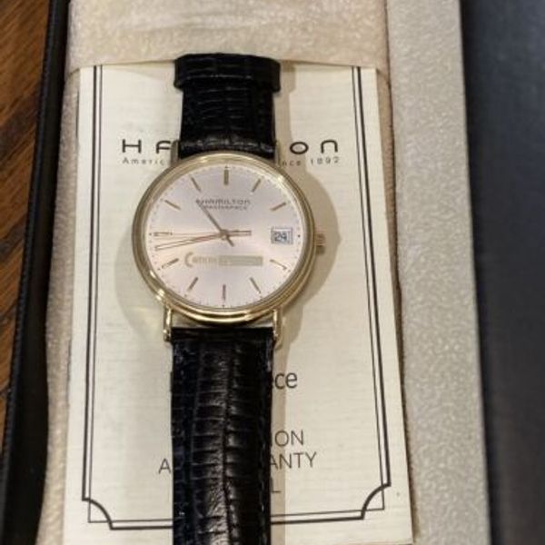 Men’s Vintage Hamilton masterpiece watch 8150 with date 14 kt gold ...
