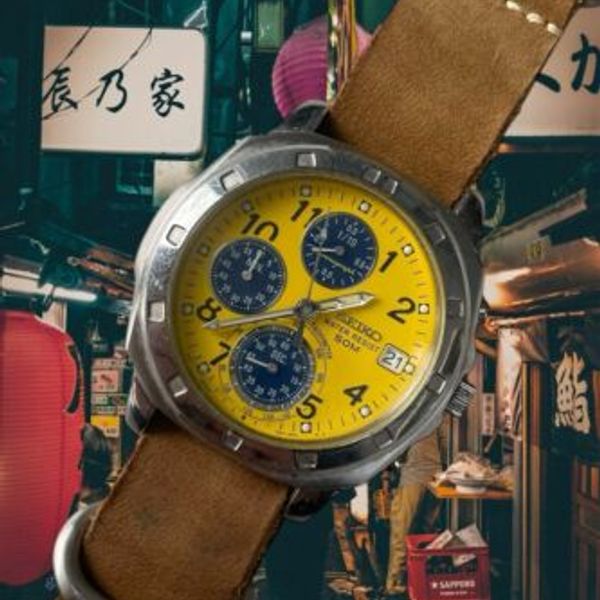 Vintage Seiko V657-9010 Chronograph Watch - Yellow Dial, New Battery ...