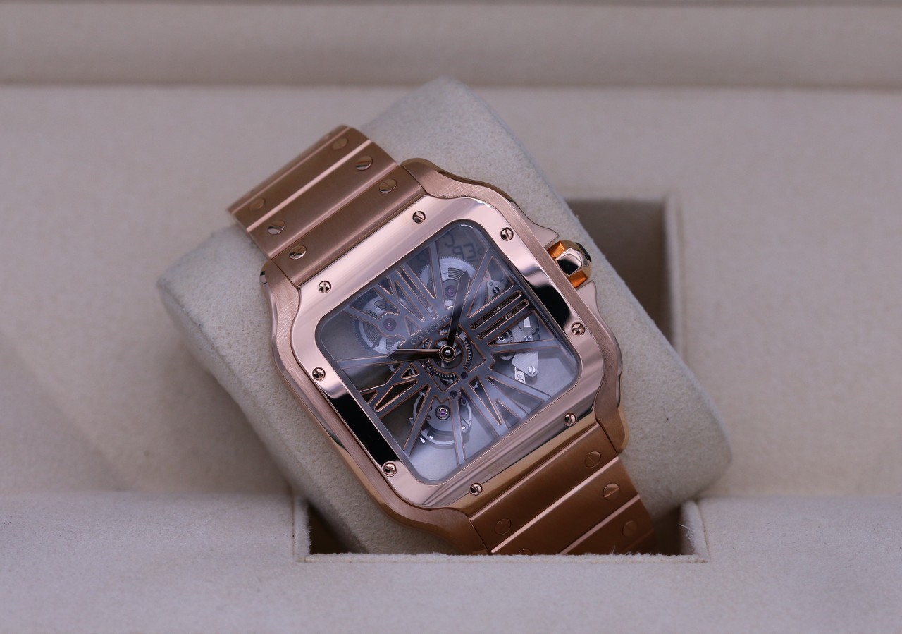 FSOT: Cartier Santos de Cartier Rose Gold Skeleton WHSA0016 - 2021 Box ...