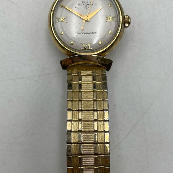 Elgin Shockmaster 10K Gold Roman Numerals Automatic Movement Wristwatch ...